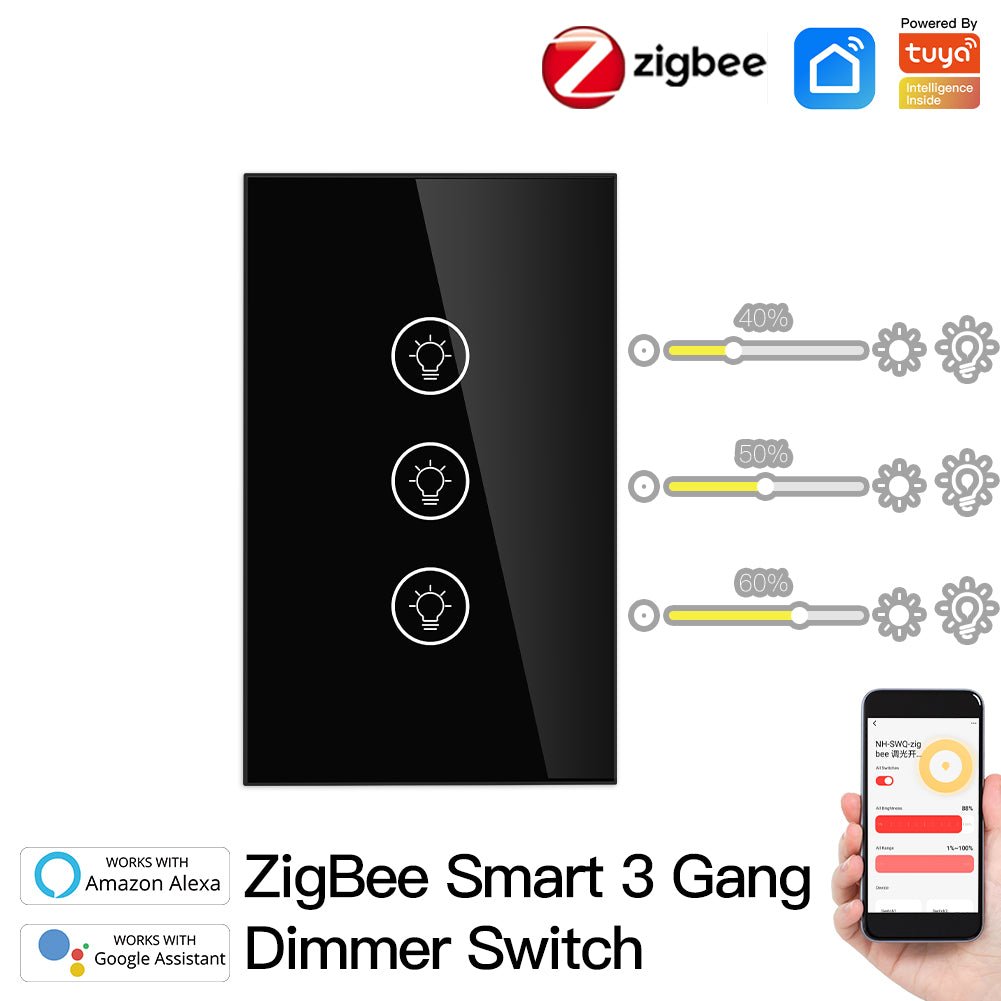 ZigBee Smart Dimmer Switch, Multi-gang Smart Light Dimmer Switch, US ...