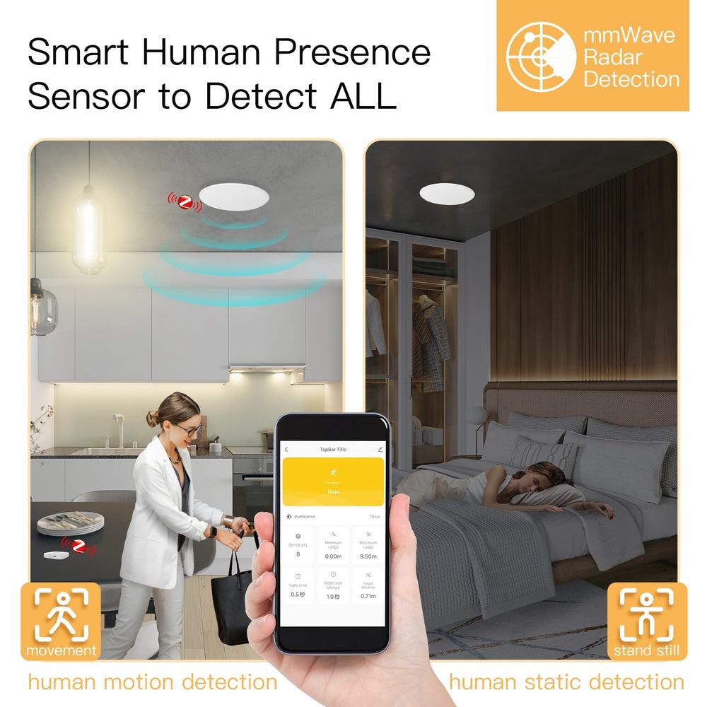 Zigbee/ Wifi Smart Human Presence Detector PIR mm Wave Radar Detection ...